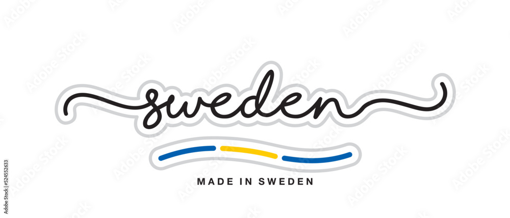 Made in Sweden, new modern handwritten typography calligraphic logo ...