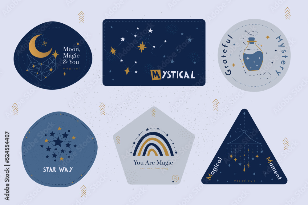 Speech bubbles with moon quotes. Magical elegant collection of cosmic ...