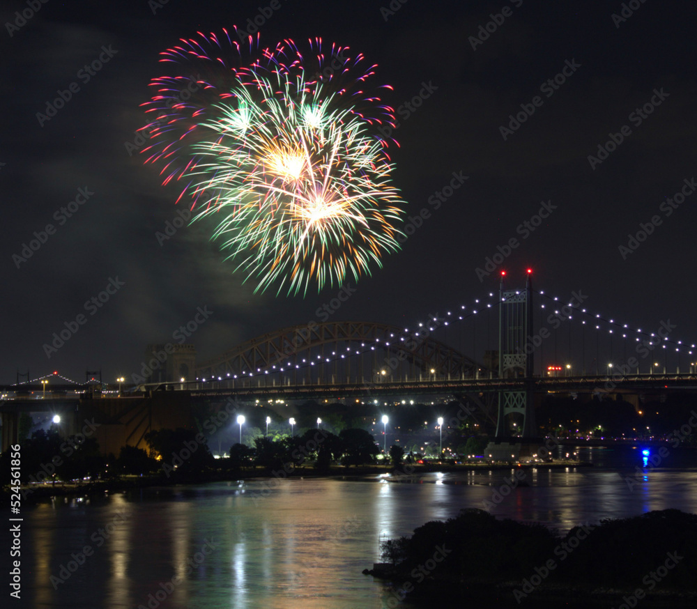 fireworks over the river Stock Photo | Adobe Stock