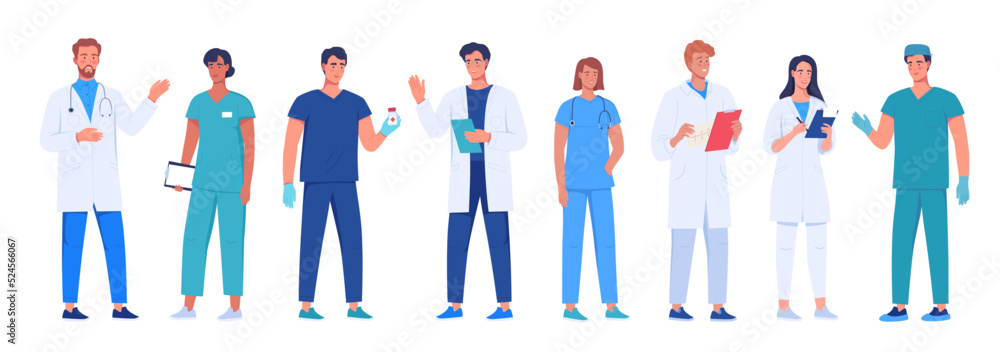 Medical workers, doctors and nurses. Medical uniform vector ...