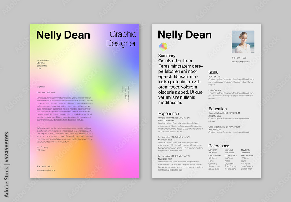 Gradient Resume Layout Design Stock Template | Adobe Stock