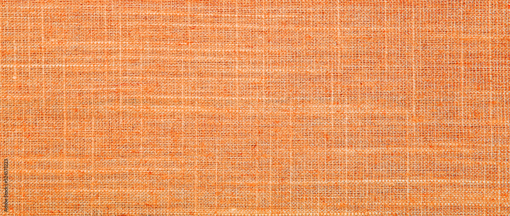 Texture of orange burlap fabric as background, top view. Banner design ...