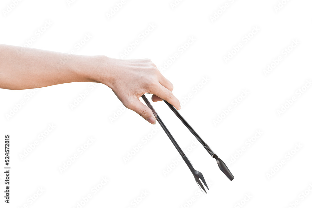 Hand holding kitchen tongs isolated on transparent background - PNG ...