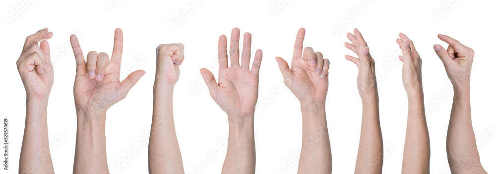 Set of Man hand gestures isolated on transparent background - PNG ...
