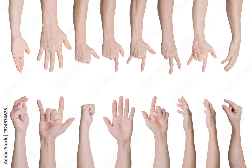 Set of Man hand gestures isolated on transparent background - PNG ...