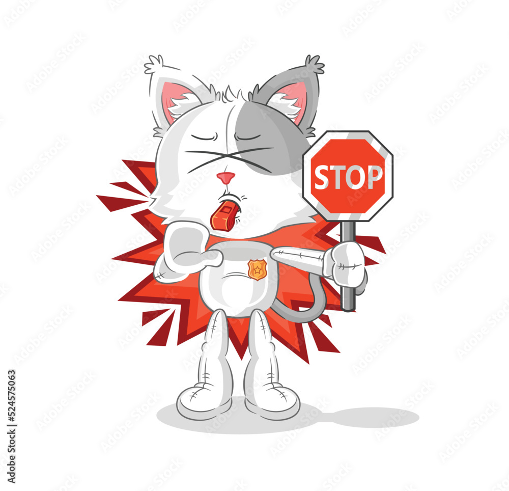 cat holding stop sign. cartoon mascot vector Stock Vector | Adobe Stock