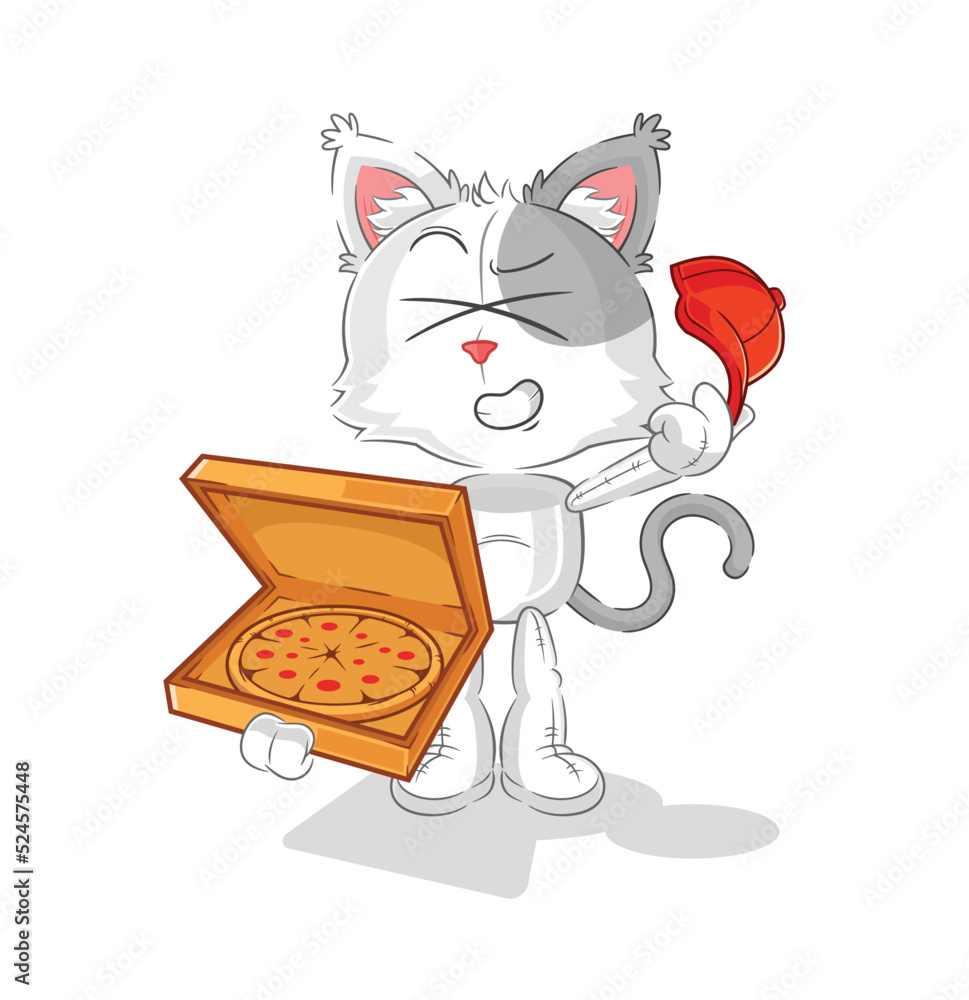 cat pizza delivery boy vector. cartoon character Stock Vector | Adobe Stock