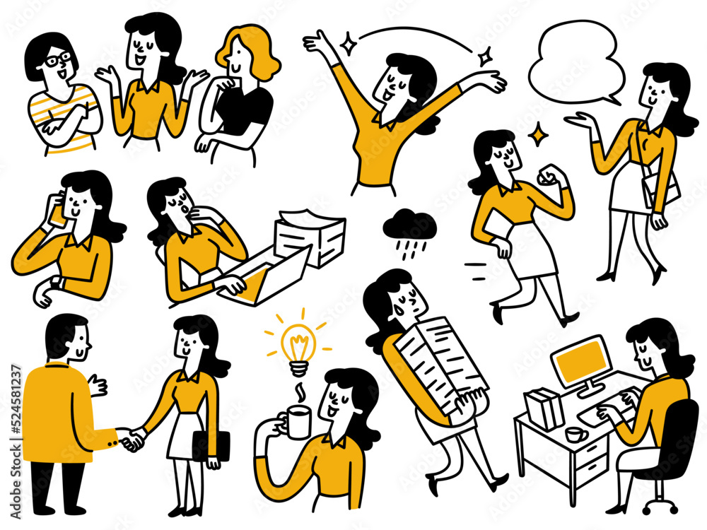 Cute character illustration of businessman in various poses and ...