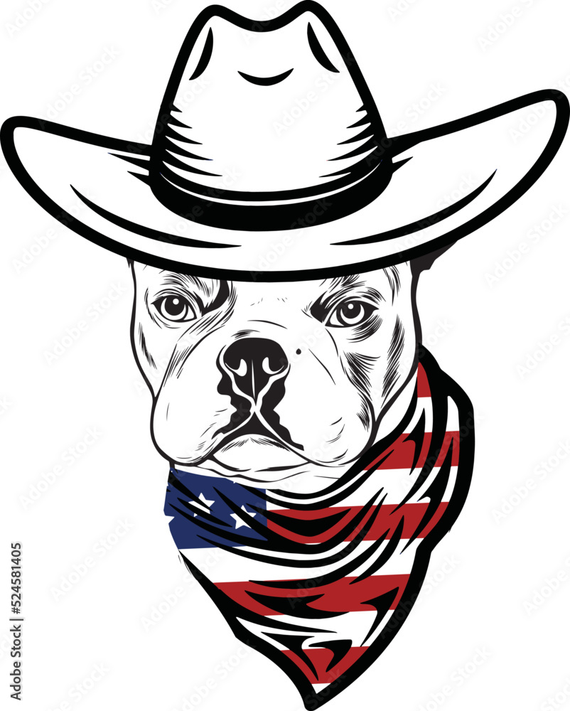 French Bulldog Dog vector eps , Dog in Bandana, sunglasses, Fourth ...