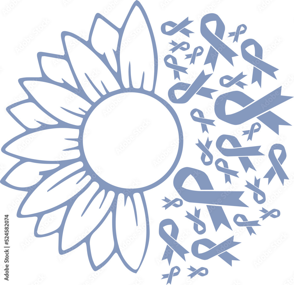 Sunflower Gastric Stomach Cancer Periwinkle Blue Ribbon vector eps ...