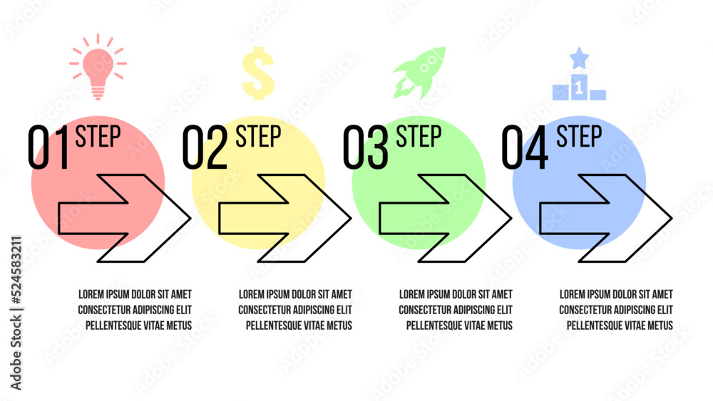 4 steps business process diagram. Four options vector infographics ...