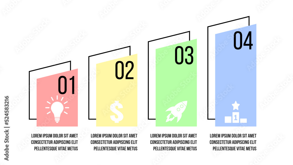 4 steps business process diagram. Four options vector infographics ...