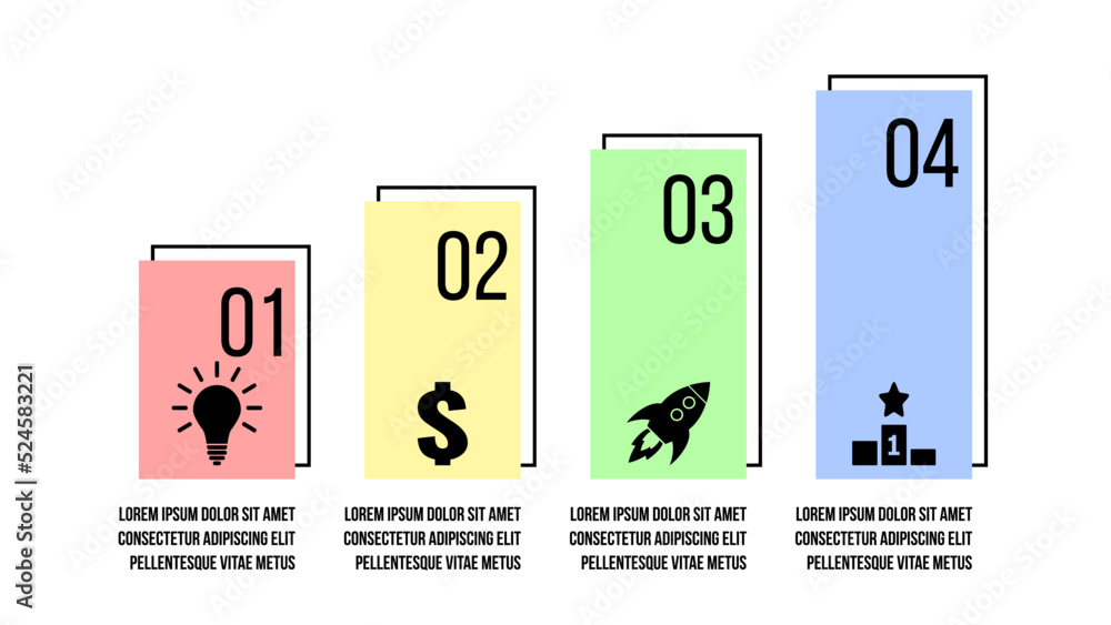 4 steps business process diagram. Four options vector infographics ...
