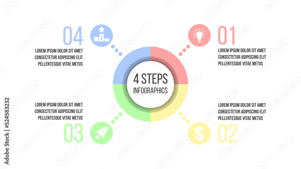 4 steps business process diagram. Four options vector infographics ...