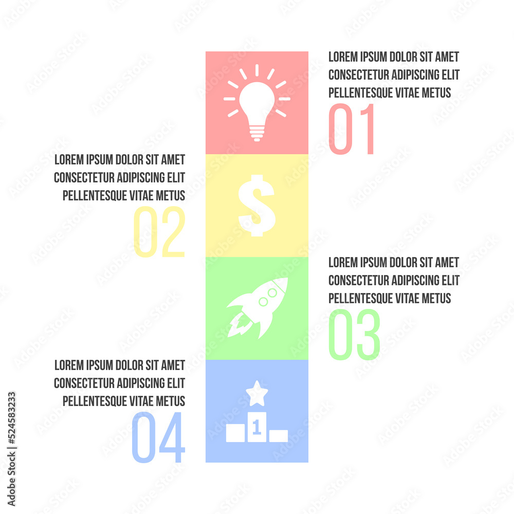 4 steps business process diagram. Four options vector infographics ...
