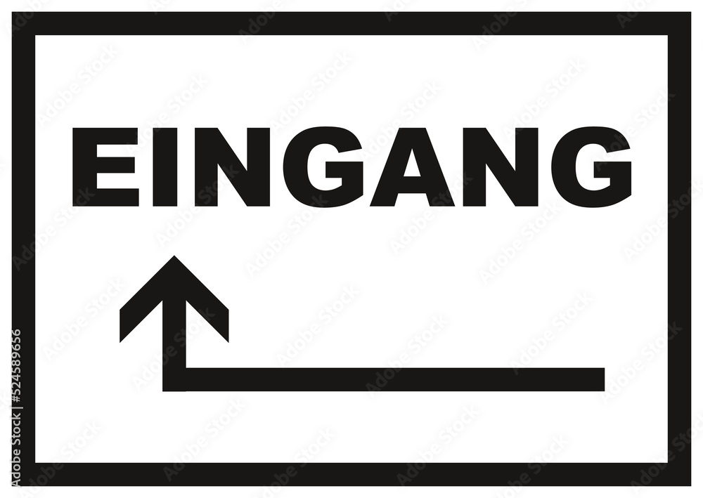 Eingang links um die Ecke Hinweisschild mit Pfeil, Vorlage zum selber ...
