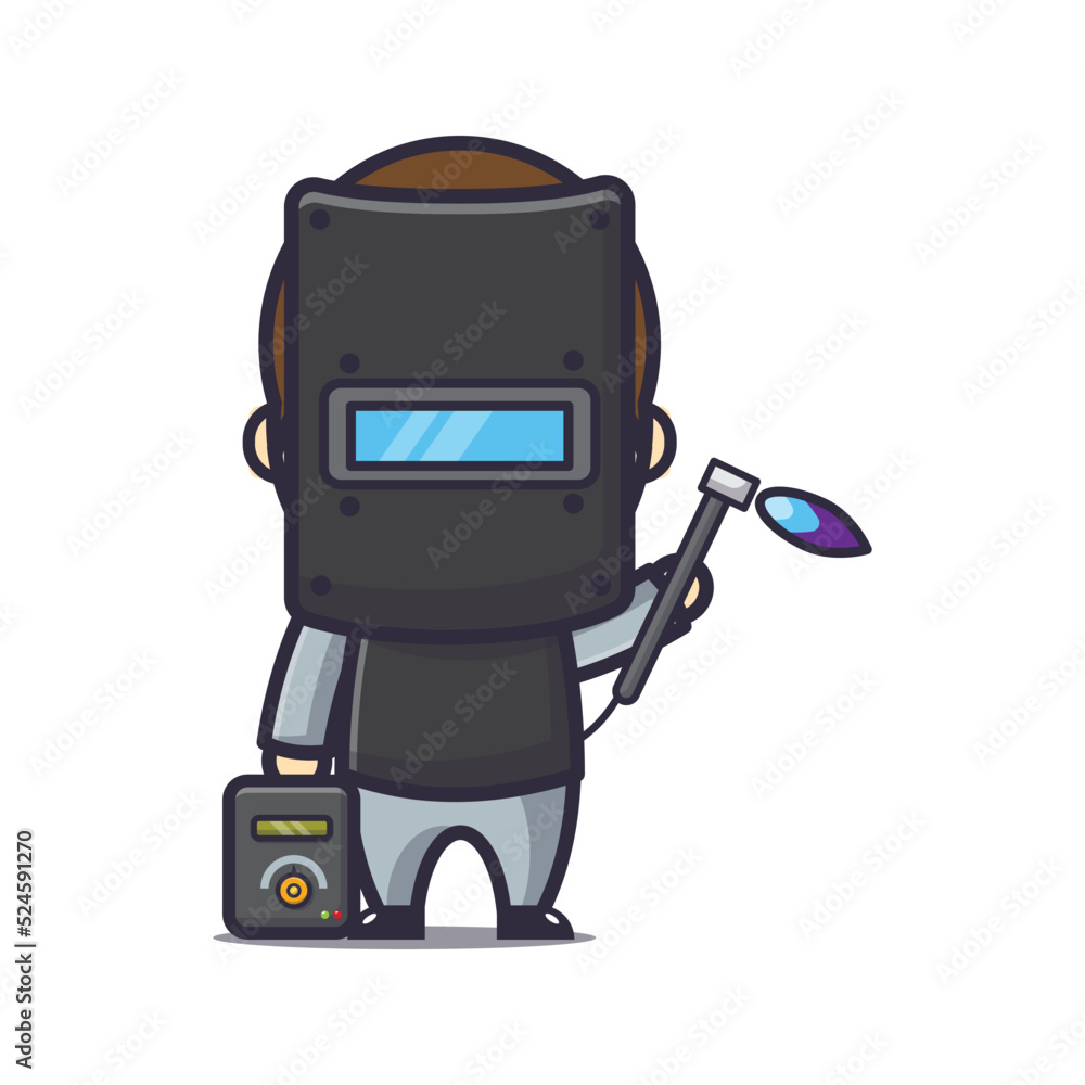 cute welder mascot character vector illustration. Stock Vector | Adobe ...