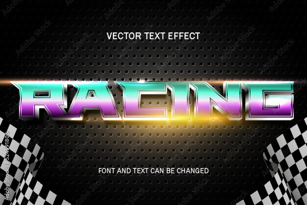 racing car font typography lettering 3d editable text effect font style ...