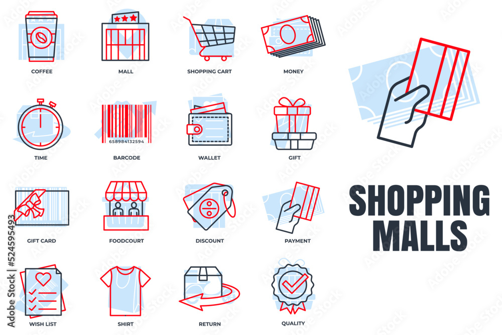 Set of Shopping malls icon logo vector illustration. Online supermarket ...