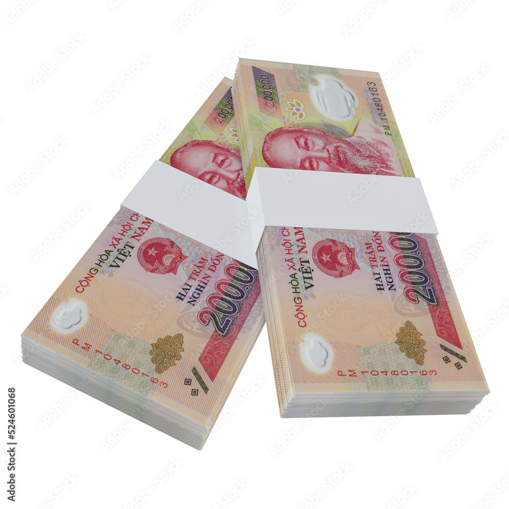 Vietnam Currency Dong 200.000: Stack of VND Vietnam banknote Stock ...