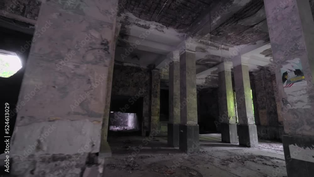 Vidéo Stock Detail of abandoned Soviet sanatorium Medea in Tskaltubo ...