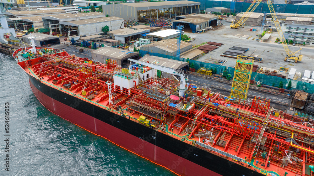 Oil Crude Gas Tanker Ship, Cargo container Ship offshore mooring at ...