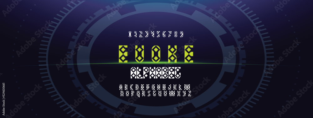 EVOKE Futuristic ancient modern techno sci fi display font, abstract ...