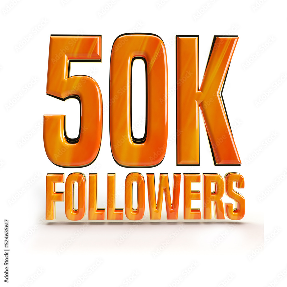 3D text design illustration. Plastic textured text effect for 50K ...