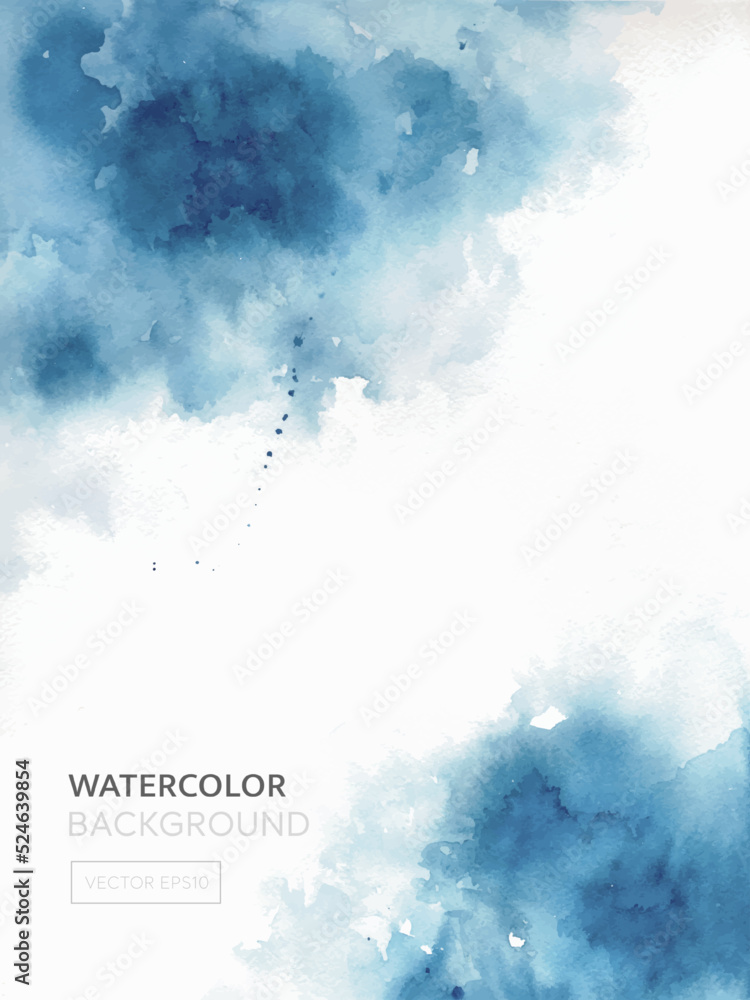 Indigo blue abstract watercolor background template with copy space for ...