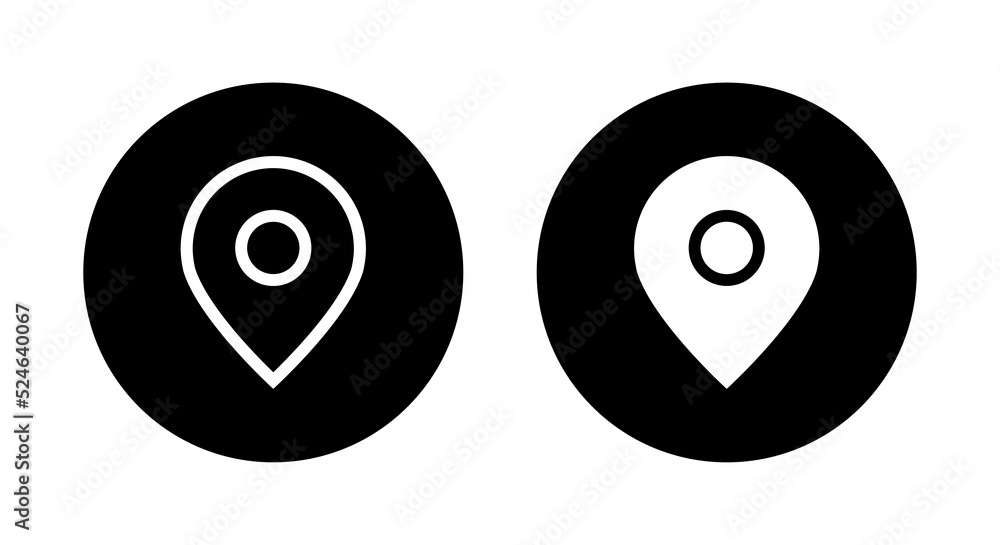 Map pin, location icon vector isolated on circle background Stock ...
