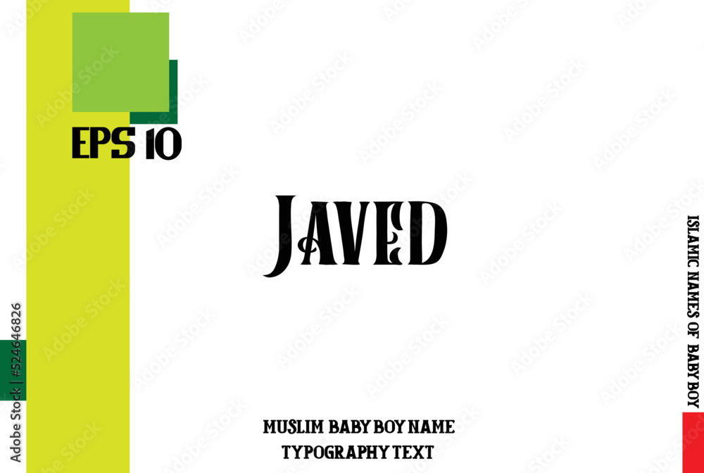 Male Islamic Name Javed Text Bold Calligraphy Stock Vector | Adobe Stock