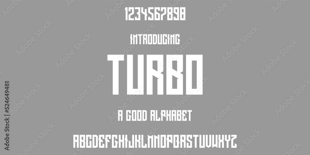 Vetor de TURBO Modern Bold Font. Regular Italic Number Typography urban ...