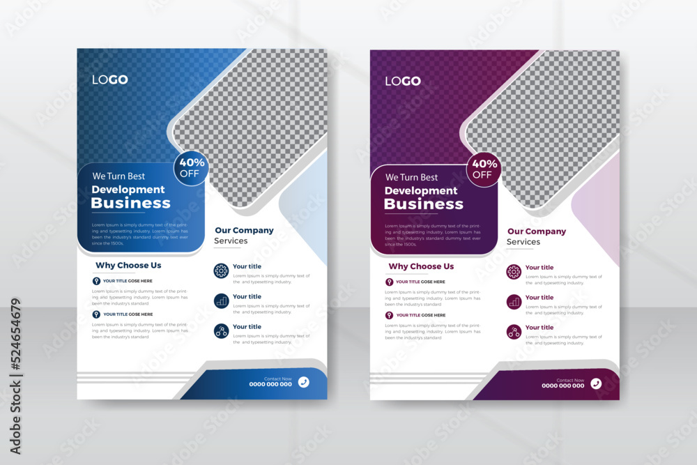 Corporate Business Flyer Design. Modern Bright Flyer Concept with ...