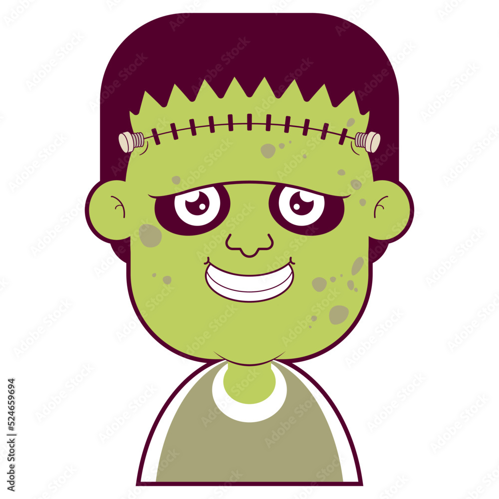 Happy Frankenstein Cartoon Face