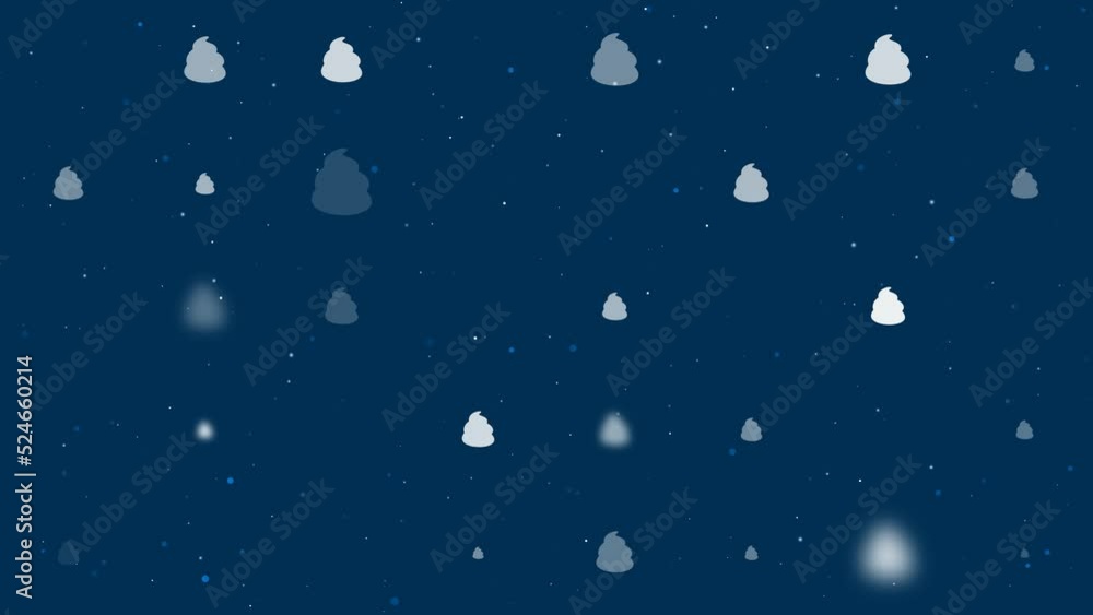 Template animation of evenly spaced poop symbols of different sizes and ...