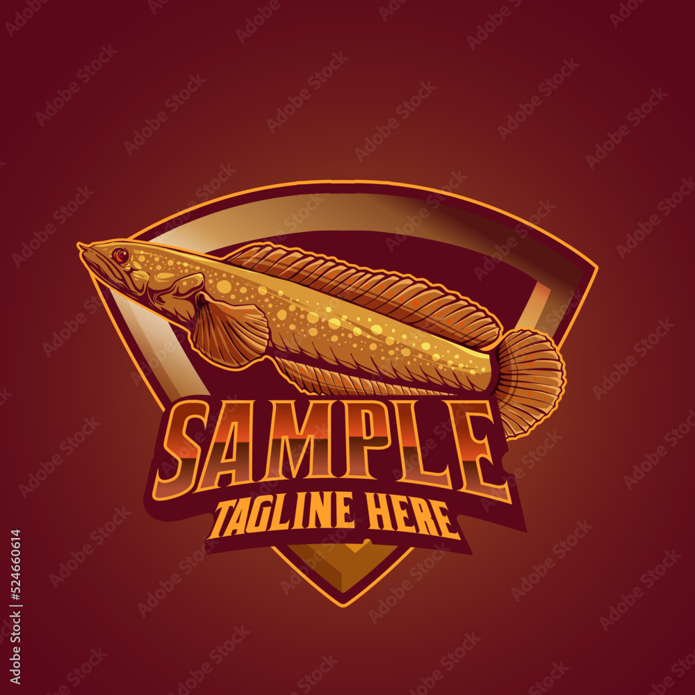 Vetor de channa fish template mascot logo vector do Stock | Adobe Stock