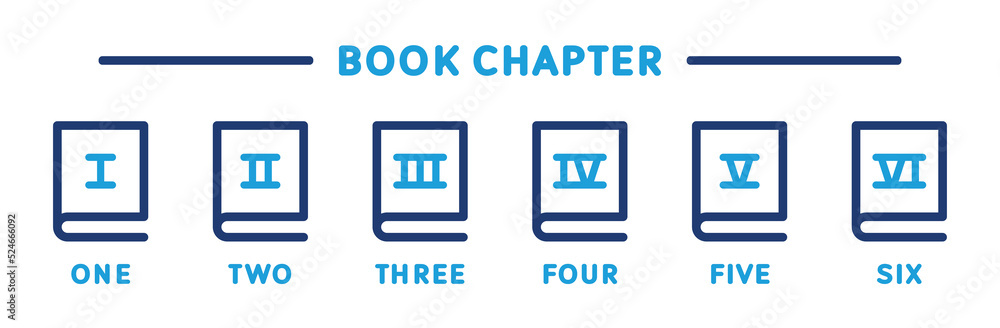 Book chapter number 1 to 6 icon set. Vector illustration Stock Vector | Adobe Stock