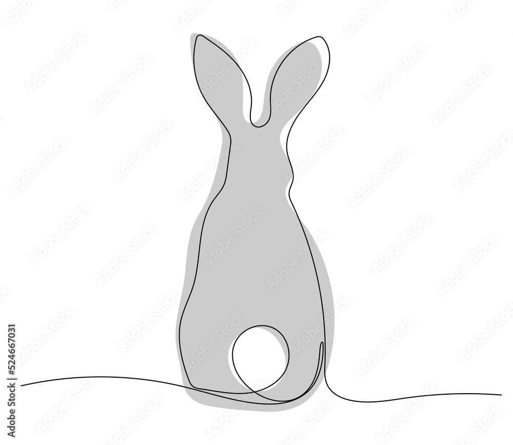 Continuous one line drawing of Bunny or Rabbit. Line art vector ...