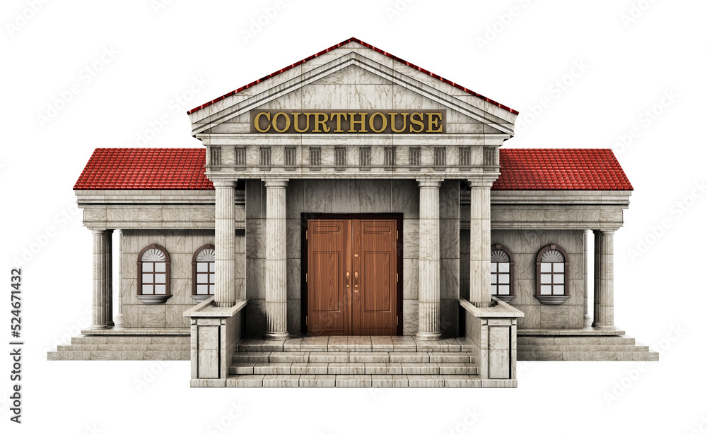 Courthouse building on transparent background. 3D illustration Stock ...