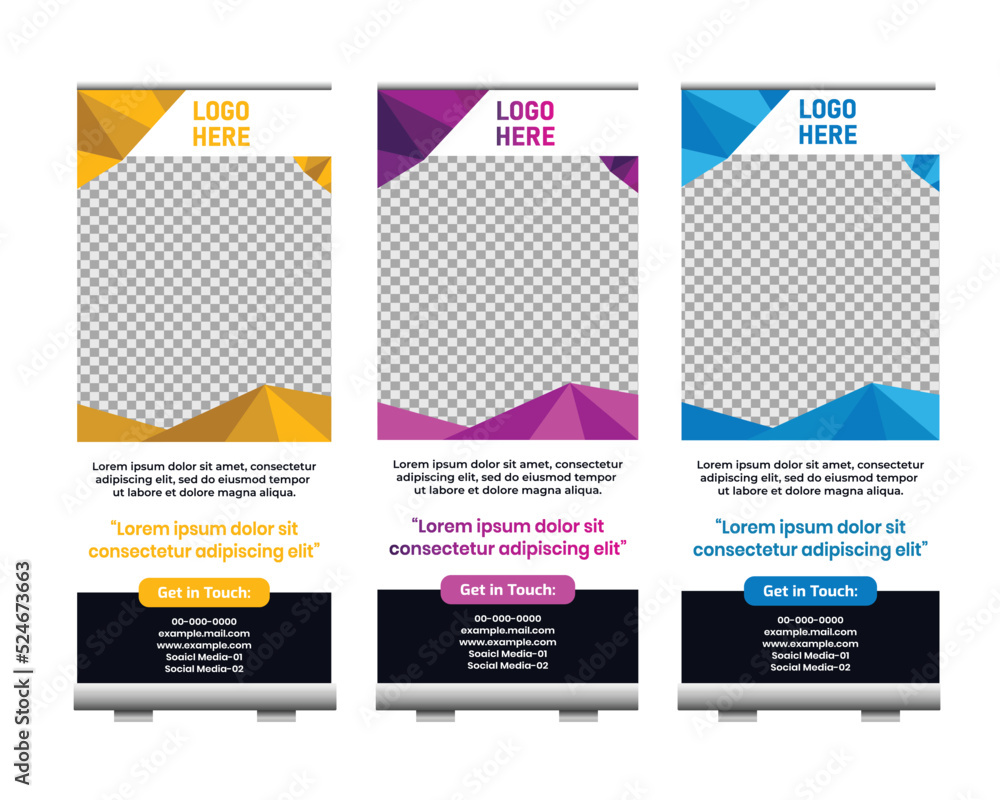 Banner roll-up design, business concept. Graphic template roll-up for ...