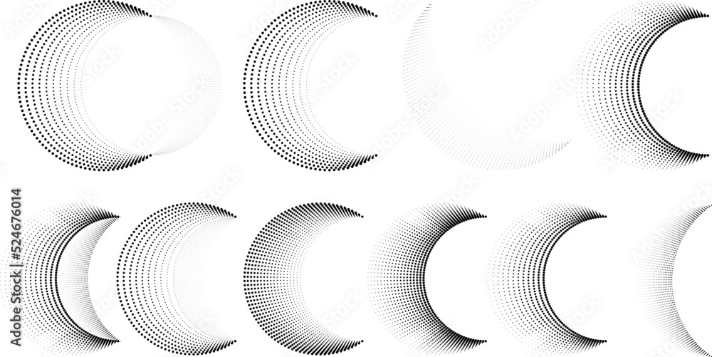 Halftone dots in Semi Circle Form . Vector Illustration .Technology ...