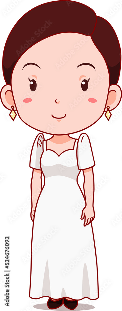 Cartoon girl in Philippines traditional costume. Stock Illustration ...
