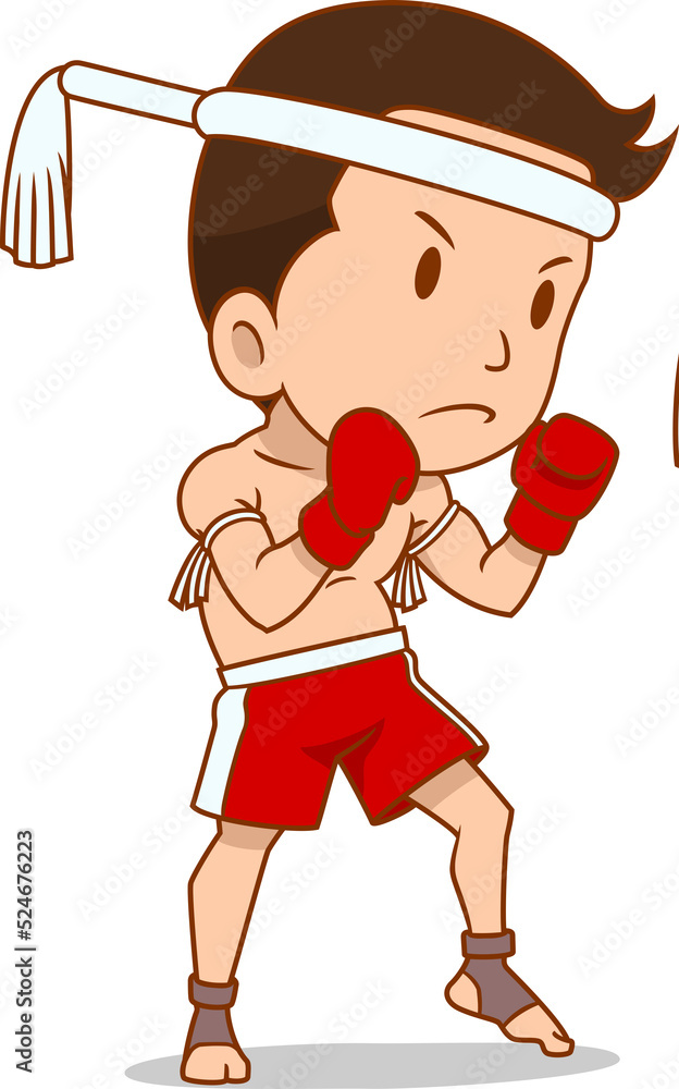 Cartoon Character of cute Muay Thai boxer. Stock Illustration | Adobe Stock