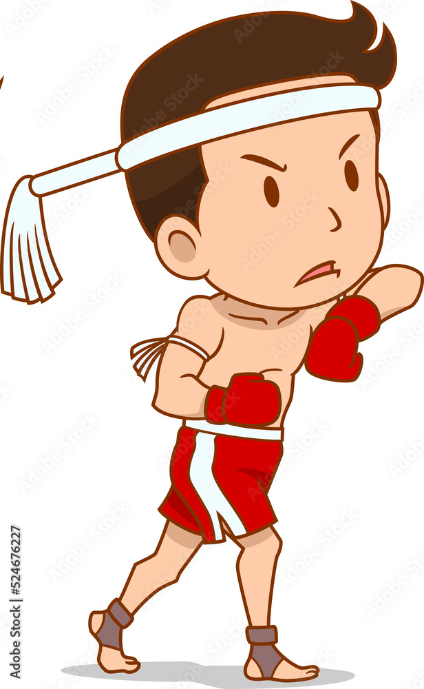 Cartoon Character of cute Muay Thai boxer. Stock Illustration | Adobe Stock