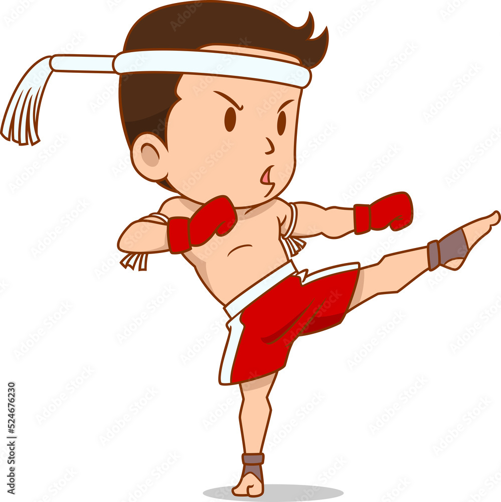 Cartoon Character of cute Muay Thai boxer. Stock Illustration | Adobe Stock