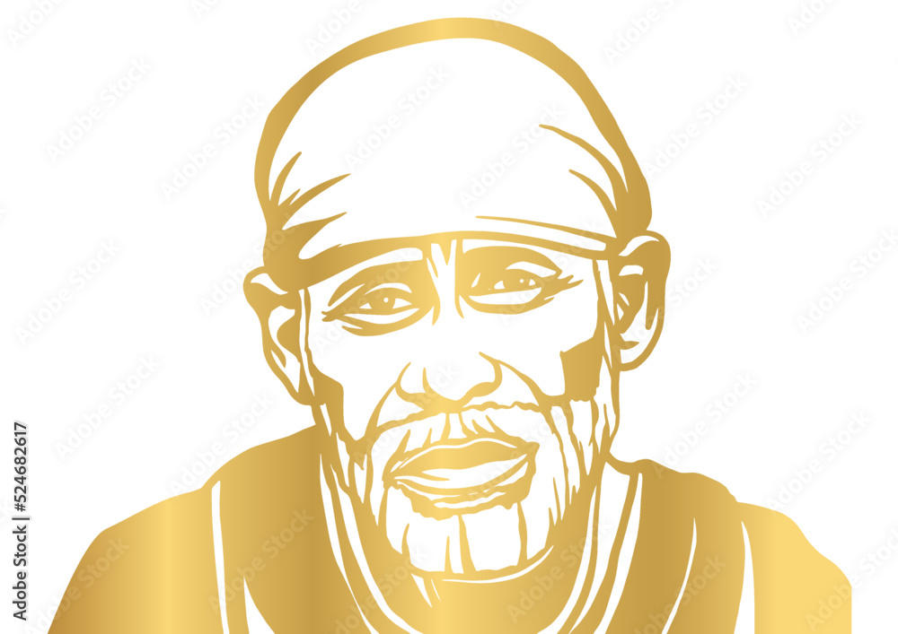 2D Vector portrait of Sai baba Stock Vector | Adobe Stock