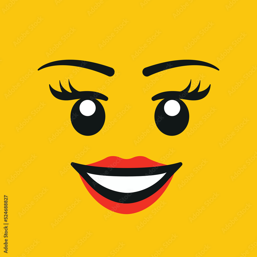 Yellowhead minifigure Girl Female Women Lipstick Eyelashes Face Smiley ...