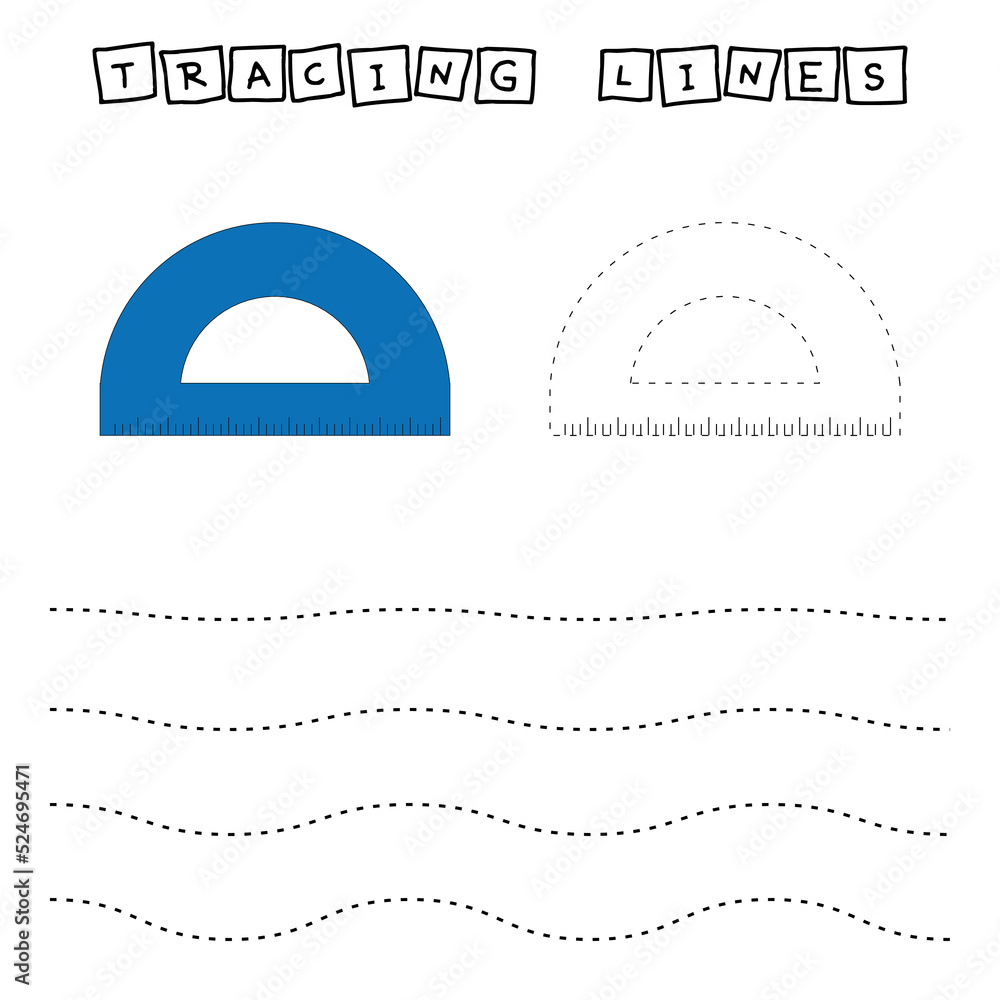 Developing an activity for children, the tracing the lines of ruller ...