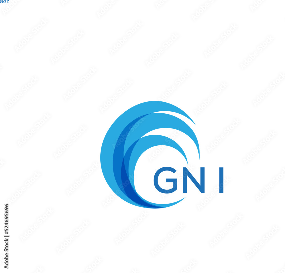 GNI letter logo. GNI blue image on white background. GNI Monogram logo ...