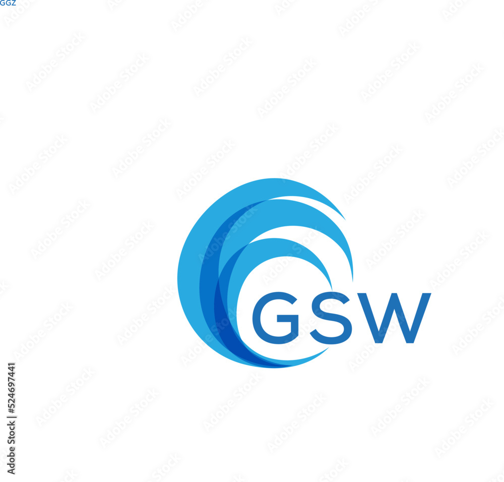 GSW letter logo. GSW blue image on white background. GSW Monogram logo ...